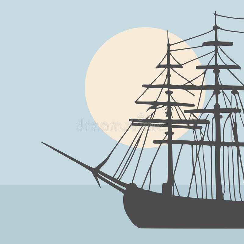 Design of Vintage Explorer Ship Stock Vector - Illustration of wave ...