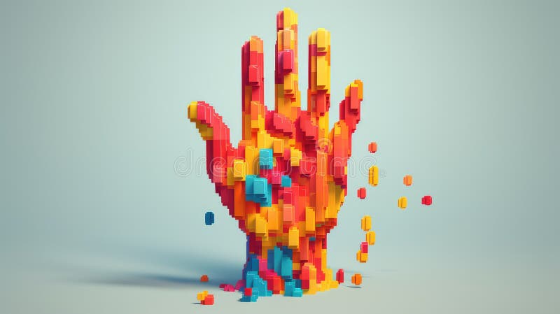 Design voxel human hand stock illustration. Illustration of assistance ...