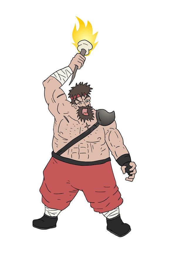 Design of Warrior with Torch Illustration Stock Vector - Illustration ...