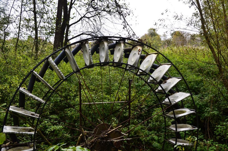 Design of Water Wheel with Blades for Water Pumping Stock Image - Image ...