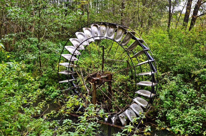 Design of Water Wheel with Blades for Water Pumping Stock Image - Image ...