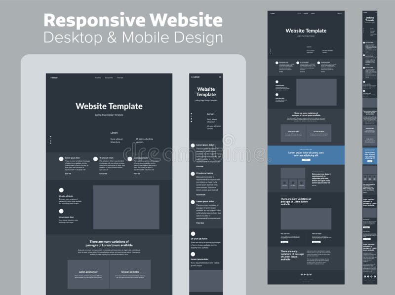 Design Website. Desktop and Mobile Wireframe. Landing Page Template ...