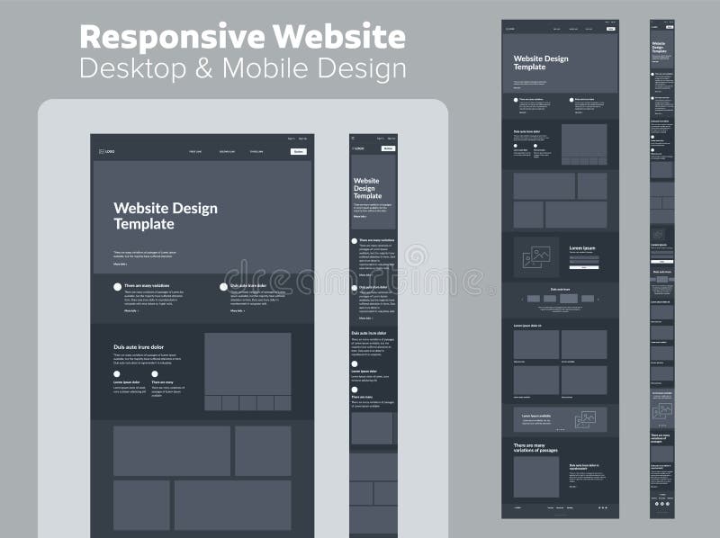 Design Website. Desktop and Mobile Wireframe. Landing Page Template ...