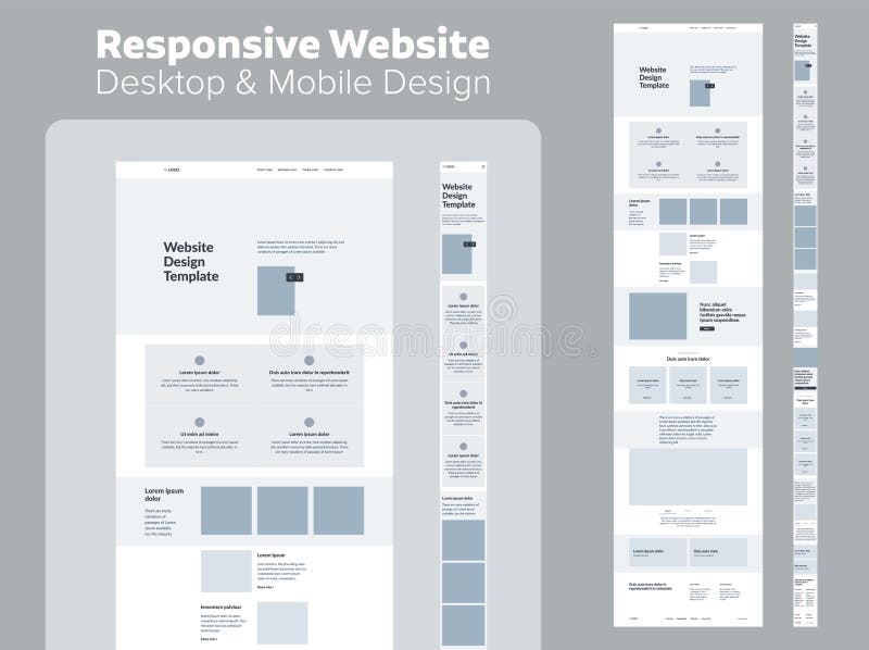 Design Website. Desktop and Mobile Wireframe. Landing Page Template ...