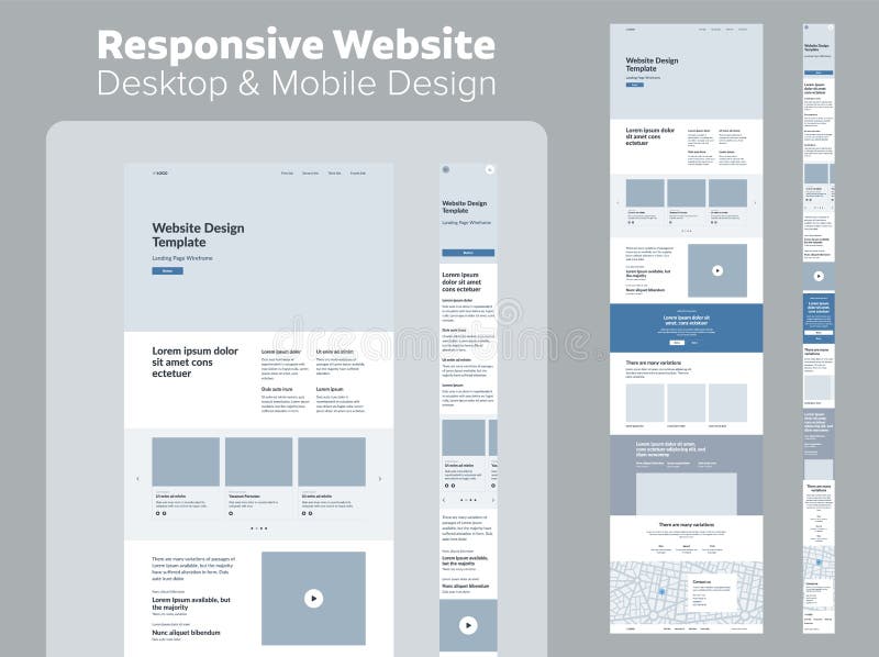 Design Website. Desktop and Mobile Wireframe. Landing Page Template ...