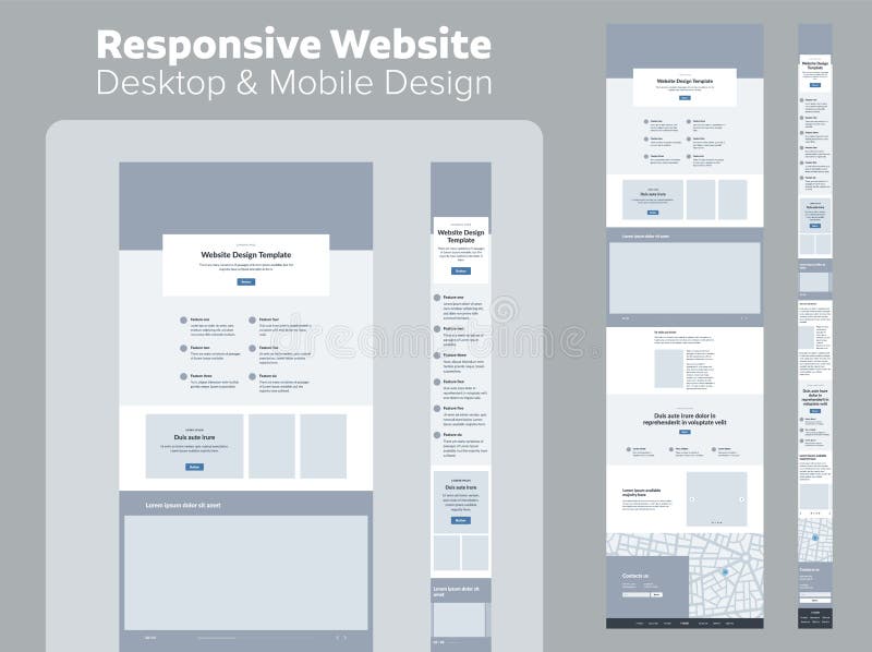 Design Website. Desktop and Mobile Wireframe. Landing Page Template ...