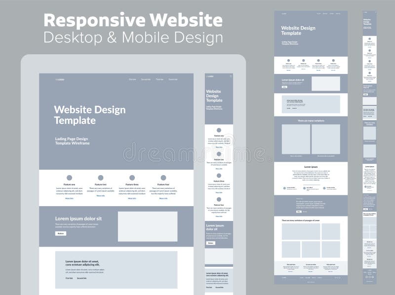 Design Website. Desktop and Mobile Wireframe. Landing Page Template ...