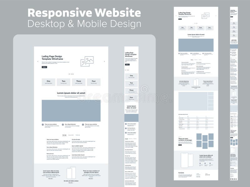 Design Website. Desktop and Mobile Wireframe. Landing Page Template ...