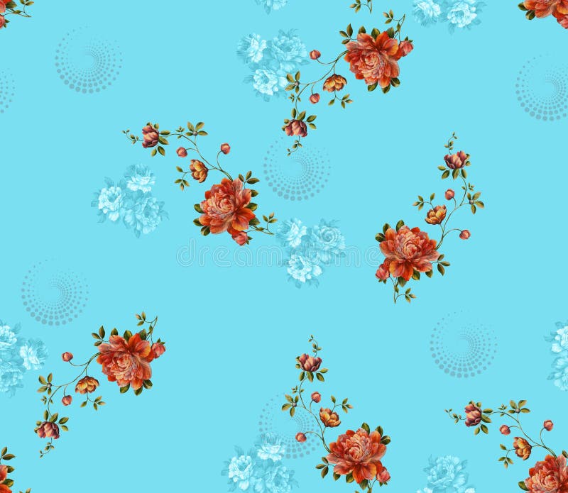Design White and Red Flower on a Turquoise Color Background. Stock ...