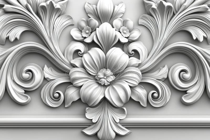 Design of White Walls with Rococo Stucco Mouldings Stock Photo - Image ...