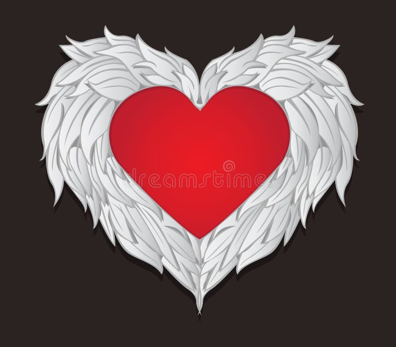 Design Winged Heart on Valentine`s Day.vector and Illustration Stock ...