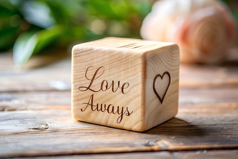 Design a Wood Cube with Love always Carved in Stock Photo - Image of ...