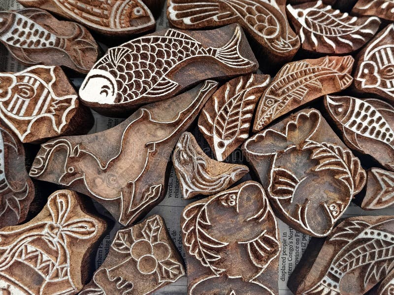 Design Wooden Blocks for Textile Printing, Wooden Handicraft Printing ...