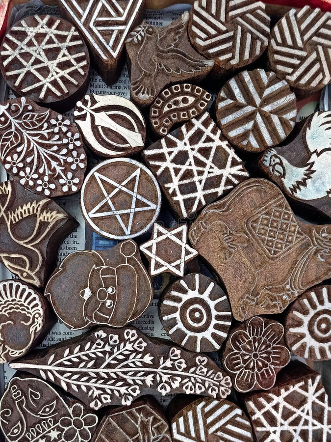 Design Wooden Blocks for Textile Printing, Wooden Handicraft Printing ...