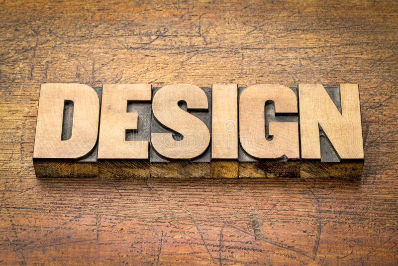 Design Word Abstract in Letterpress Wood Type Stock Image - Image of ...