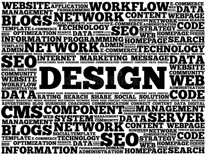 DESIGN word cloud stock illustration. Illustration of script - 206300011