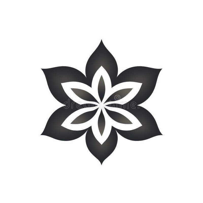 Design Workflow for Abstract Vector Floral Flat Black Logo Stock ...