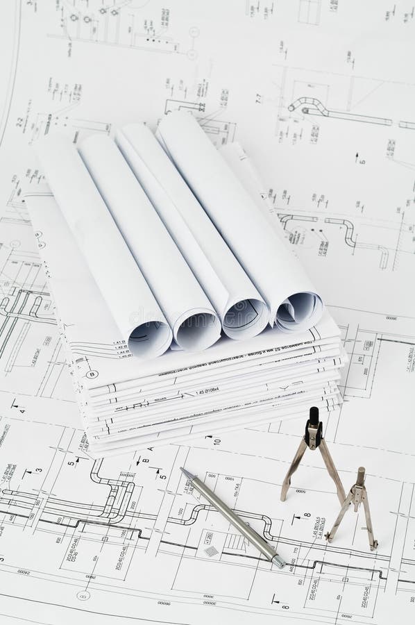 Design and Working Blueprints Stock Photo - Image of occupation ...