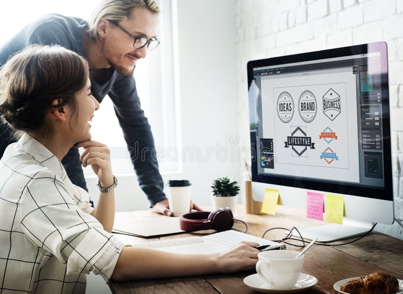 Design Working Using Computer Discussing Concept Stock Photo - Image of ...