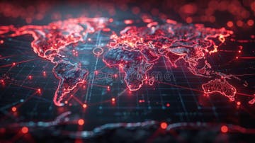 Design of a World Map with Digital Communication Lines Linking ...