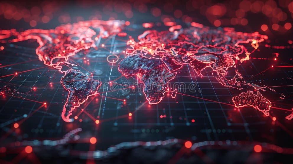 Design of a World Map with Digital Communication Lines Linking ...