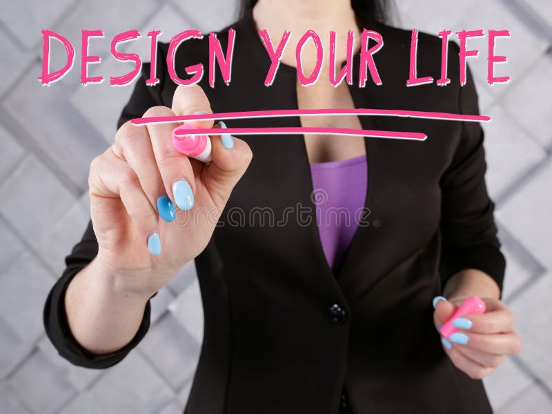 DESIGN YOUR LIFE Phrase on the Screen Stock Image - Image of success ...