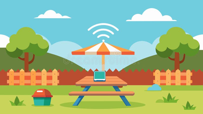A Designated Area in the Backyard with a Picnic Table and a Wifi ...
