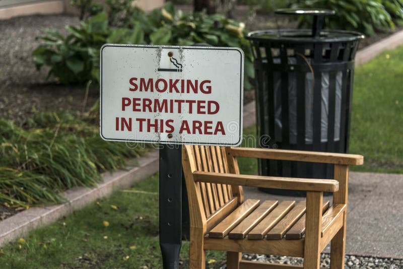 Designated Smoking Area Outdoor Bench Smoking Zone Permitted Stock ...