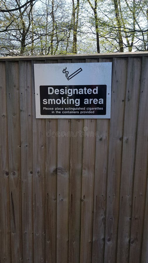 Designated Smoking Area Sign. Stock Photo - Image of notice, language ...