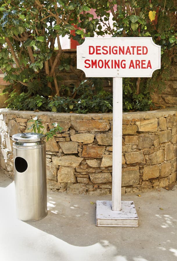 Designated Smoking Area Sign Ashtray Stock Image - Image of sign, tube ...