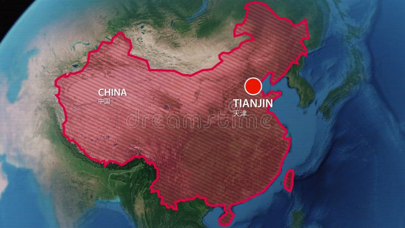 Geolocation of the City of Tianjin on the Map Stock Video - Video of ...