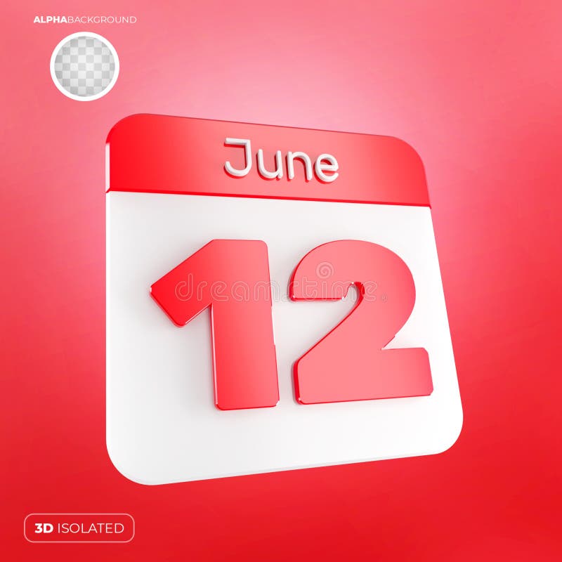 Calendar 12 June 3d Premium Psd Stock Vector - Illustration of premium ...