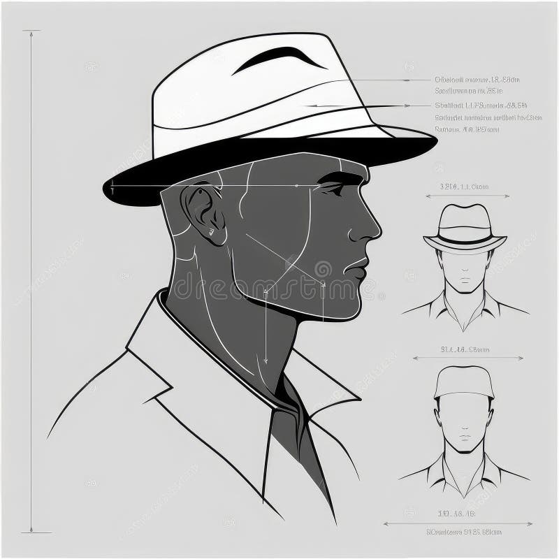 Designed Graphic of Drawing and Contouring Pattern in Wearing Hat Man ...