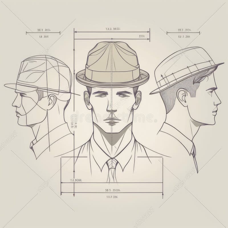 Designed Graphic of Drawing and Contouring Pattern in Wearing Hat Man ...