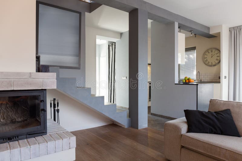 Designed Living Room Interior Stock Image - Image of drawing, room ...