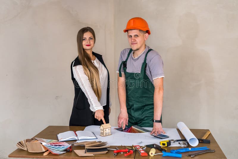 Designer and Builder Teamwork on Developing New Project Stock Photo ...