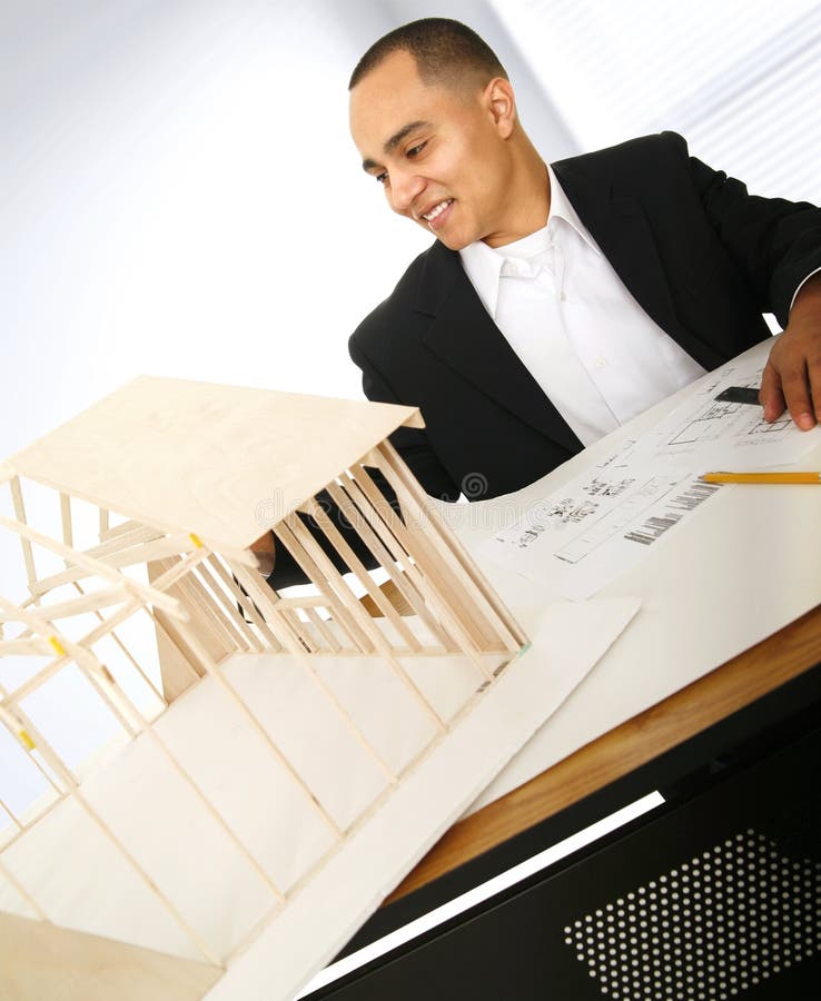 Young Builder Assemble Complex Building Model, Construction Stock Photo ...