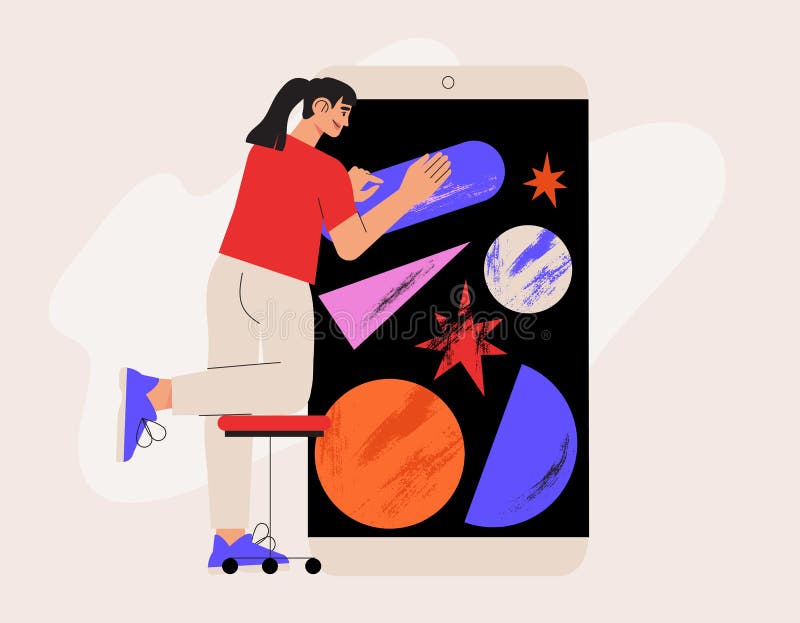 Designer Build Mobile Application from Abstract Shapes. Ui Ux Design ...