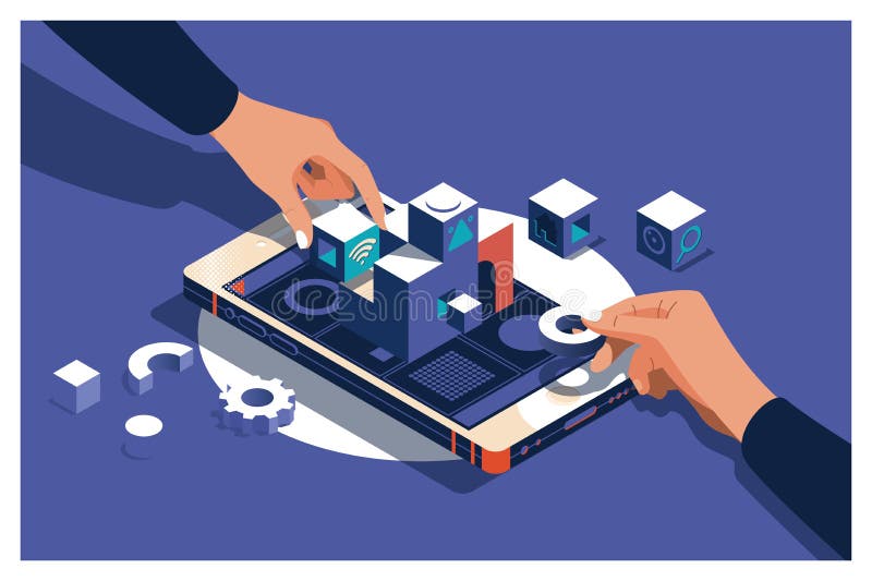 Designer Building Website Ux App Development. Isometric Illustration ...