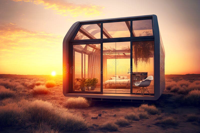 Sunset Tiny House Stock Illustrations – 200 Sunset Tiny House Stock ...