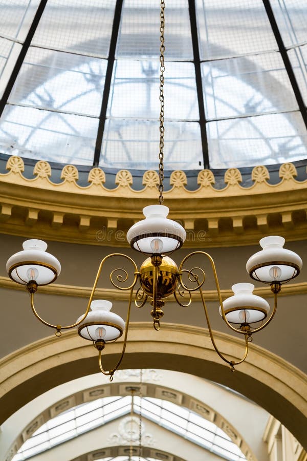 Designer Ceiling Lamp in a Gallery Stock Image - Image of house, hang ...