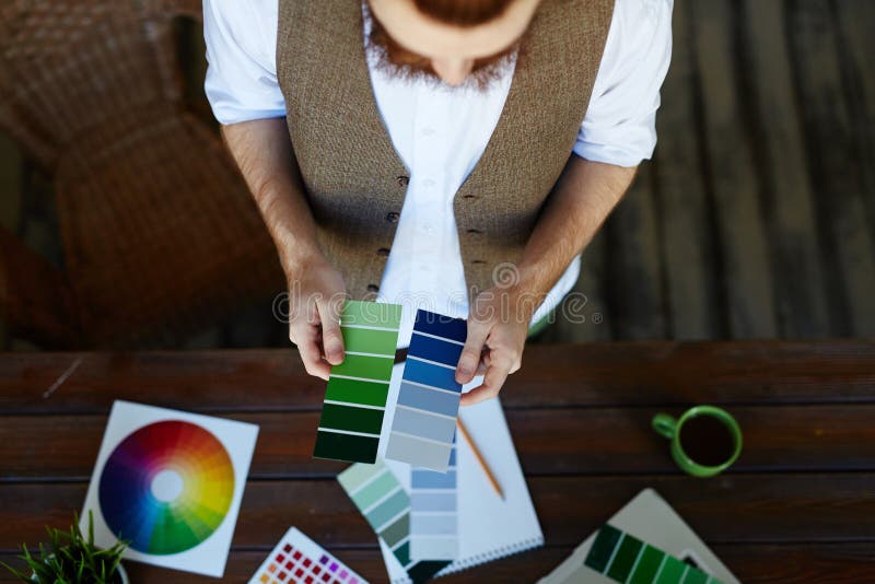 Designer Choosing Color Palette for Project Stock Image - Image of ...