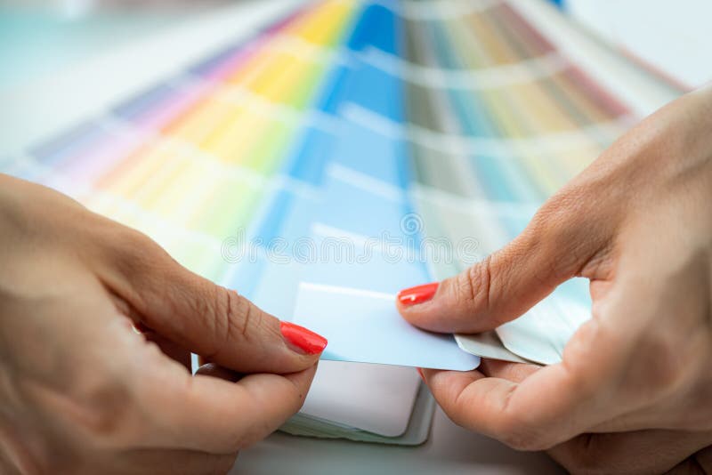 Designer Choosing Colors from Color Palette Stock Image - Image of ...
