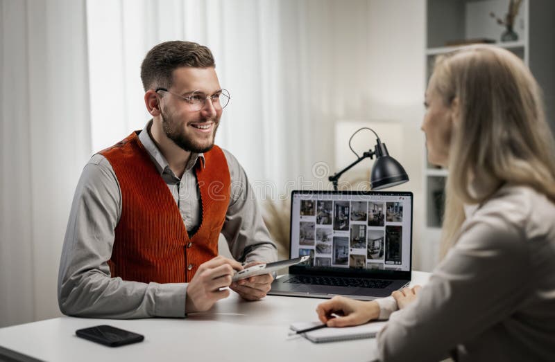 Designer with Client in Office Stock Image - Image of workplace, women ...