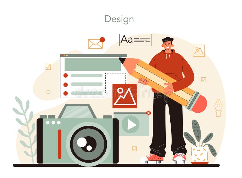 Designer Concept. Art Director Working on Media Content Stock Vector ...