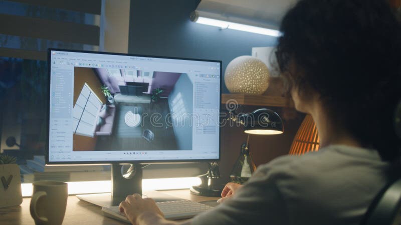 Young 3D Designer Creates Aircraft 3D Visualization Stock Image - Image ...