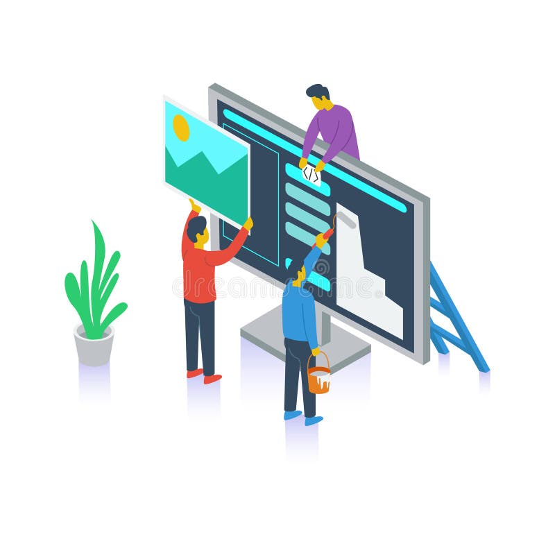 Designer Creating Design Layout Together Vector Illustration Concept ...