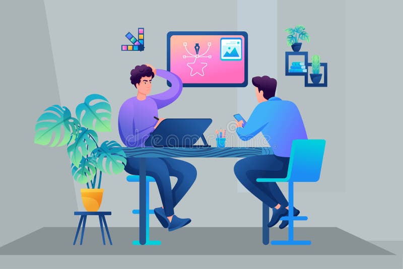 Designer and the Customer Discuss the Sketch. Brainstorming ...