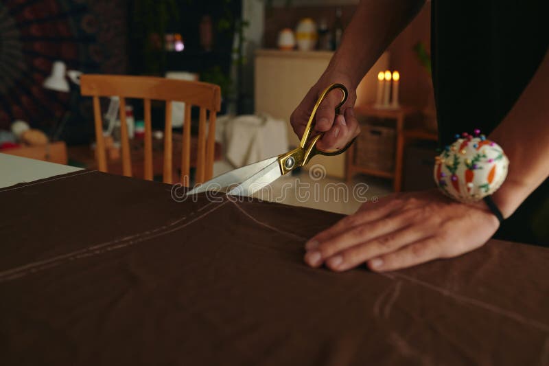 Designer Cutting Dress with Scissors Stock Image - Image of design ...