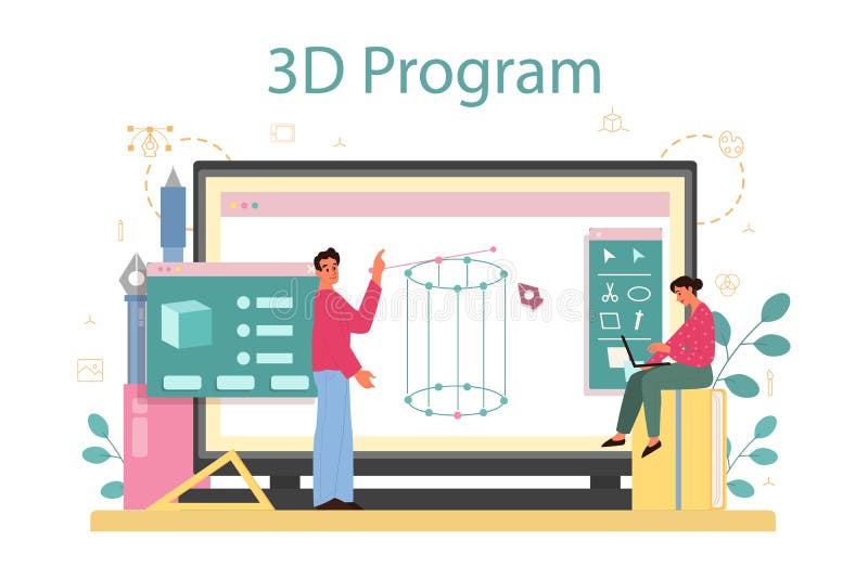 Designer 3D Modeling Concept. Digital Drawing with Electronic Tools ...